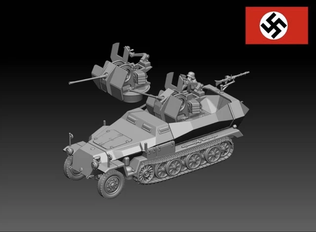1/72 RESINN BAUSATZ unbemalt WW2 German Tank Sd.Kfz.251/17 C Type 2cm ...