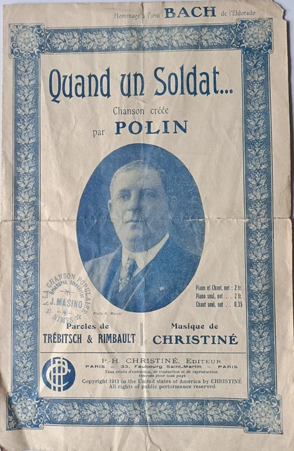 ANCIENNE PARTITION*QUAND UN SOLDAT* Chanson Marche EUR 7,00 - PicClick FR