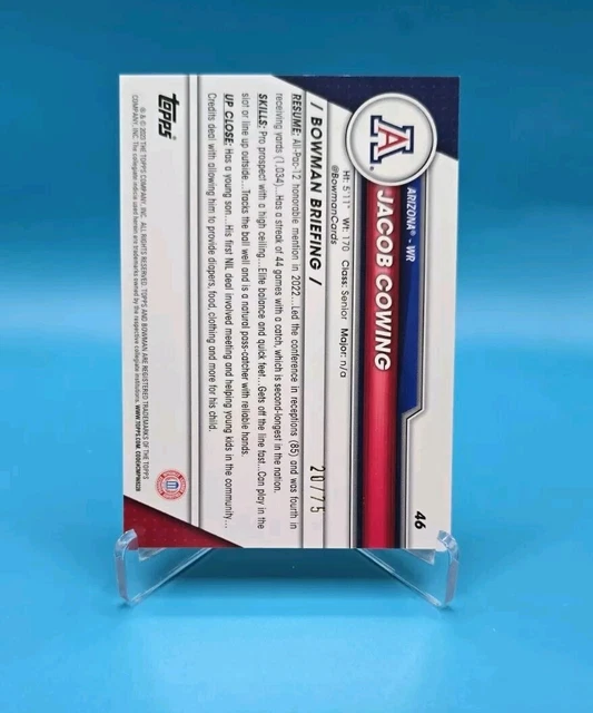 JACOB COWING 2023 Bowman Calcio Zaffiro Cromato U 1° Giallo 20/75 49ERS ...