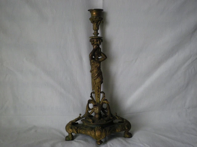 CANDÉLABRE ANCIEN EN régule, transformé en bougeoir EUR 52,00 - PicClick FR