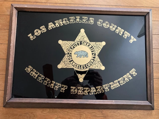 VINTAGE LOS ANGELES County Sheriff Department Glass Bar Saloon Sign ...