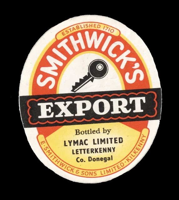 RARE VINTAGE SMITHWICK Donegal Irish Beer Bottle Label Pub Bar Ireland ...