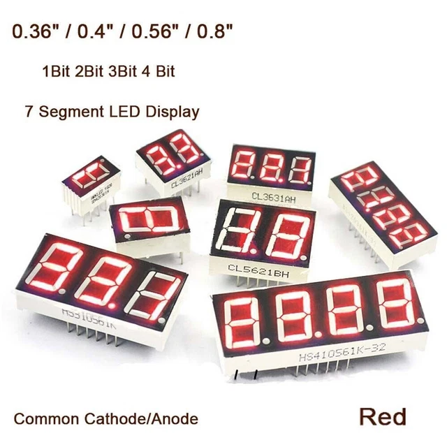 0.36&/0.4&/0.56&/0.8& RED 7 Segment LED Display Common Cathode/Anode 1 ...