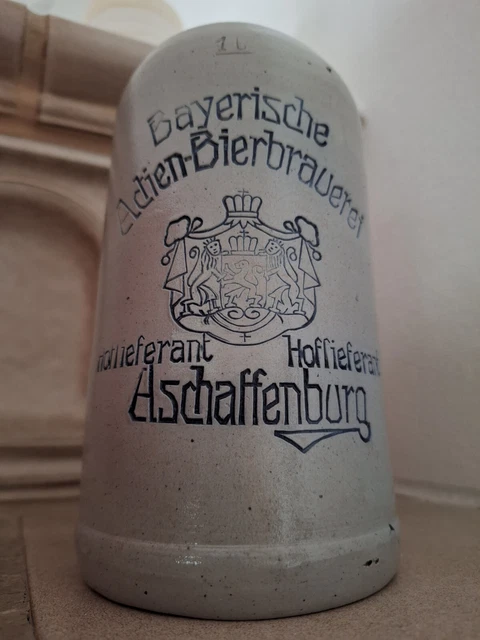 BIERKRUG BAYERISCHE ACTIEN Bierbrauerei Aschaffenburg Brauereikrug Baba ...