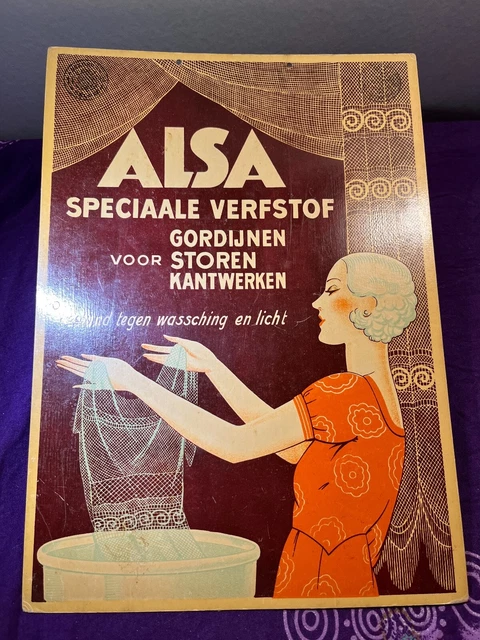 RARE ANCIEN PLV Carton Publicitaire Original ALSA SPEECIAALE VERFSTOF ...