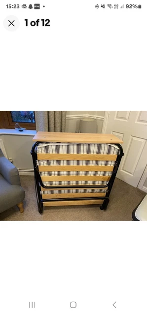 JAY- BE SINGLE Folding Bed - Wood Slats, Mattress, Castors & Headboard ...