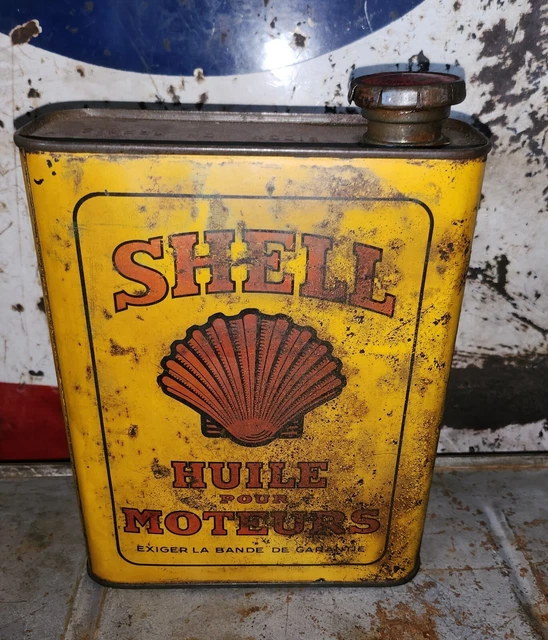 ANCIEN BIDON SHELL Graisse Motor garage Huile Oil Annee 30 No Plaque ...