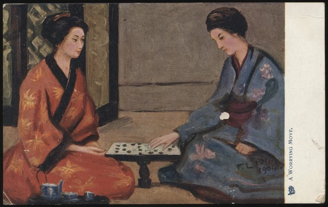 TUCK'S - &&CARTOLINA A Worrying Move Japanese Checkers"" (1904 ...