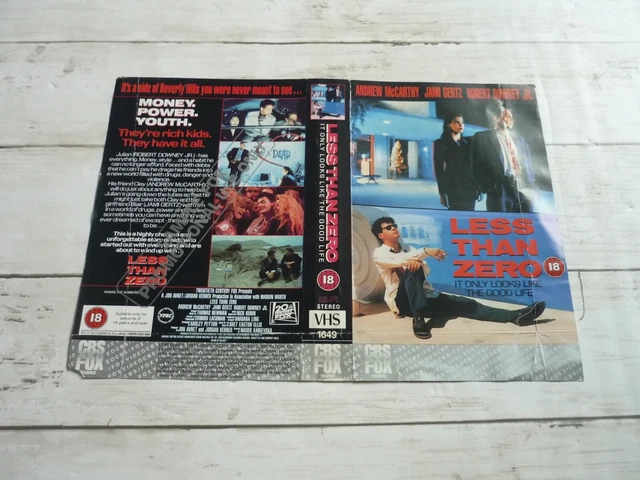 REPLACEMENT VHS ORIGINAL VIDEO Sleeve Cover BIG BOX LESS THAN ZERO ...