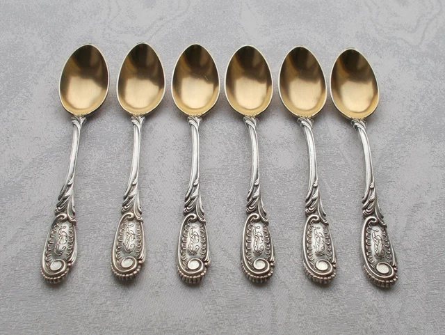 RARE SET 6 Demitasse Spoons Rococo around 1860-70 in 84 Zolotnik / 875 Silver £194.09 - PicClick UK
