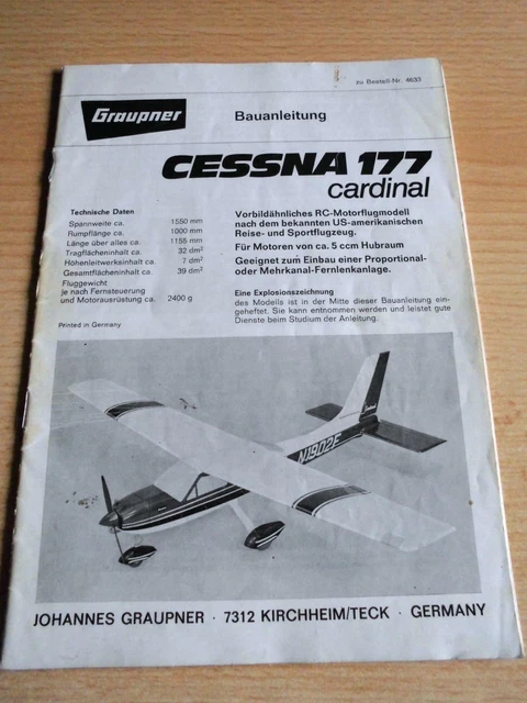 GRAUPNER BAUANLEITUNG &CESSNA 177 cardinal " EUR 6,00 - PicClick FR