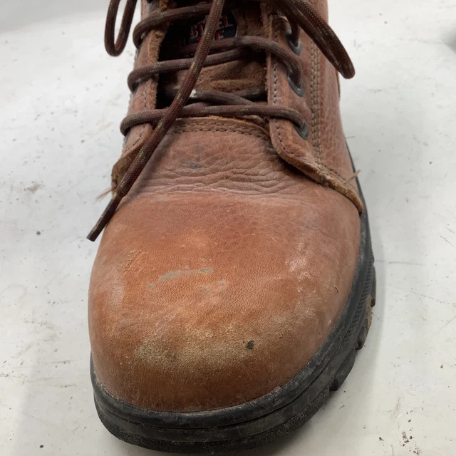 SKECHERS LEATHER WORK Boots Steel Toe Cap Safety Workwear UK 6 Relaxed ...
