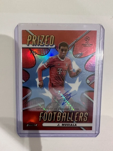 JAMAL MUSIALA TOPPS Chrome Prized Footballers Auto /5 Red Autograph ...