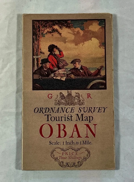 VINTAGE ORDNANCE SURVEY Tourist Map of Oban, 1920, first-issue cover ...