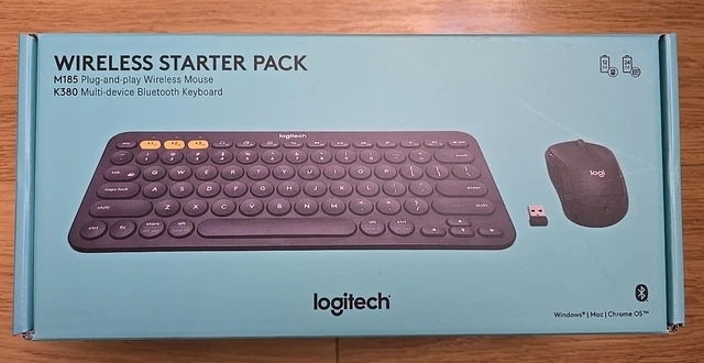 LOGITECH WIRELESS STARTER Kit with K380 Bluetooth Keyboard & M185 Mouse ...