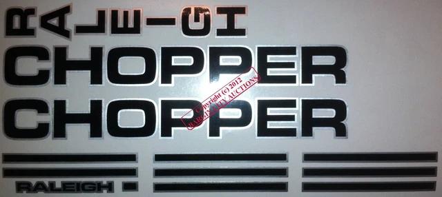 RALEIGH CUSTOM CHOPPER Mk1 Decal Set Gloss Black With Silver Outline £ ...