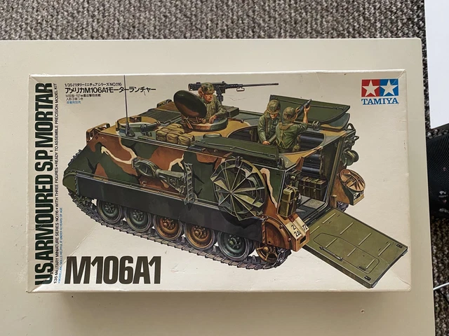 TAMIYA M106A1 US Armoured SP Mortar 1:35 scale model 113 APC kit MT216 ...