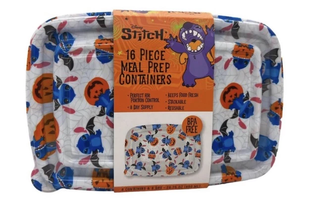 DISNEY STITCH HALLOWEEN Meal Prep Food Storage Containers 16 PIECE New ...