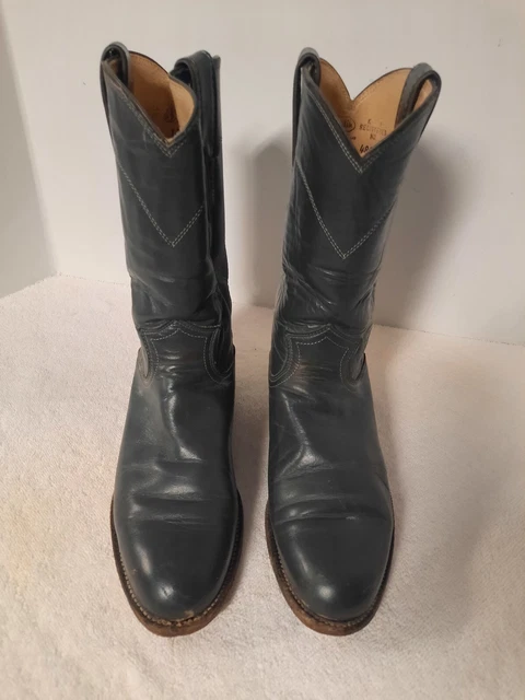 JUSTIN BOOTS MENS Gray Cowboy Boot Roper Heel Leather Size 5.5C £31.74 ...