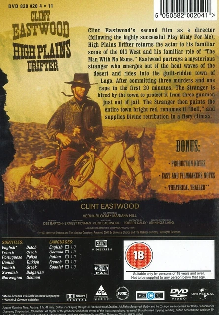 HIGH PLAINS DRIFTER (1973) DVD, Clint Eastwood, Verna Bloom, Mariana ...