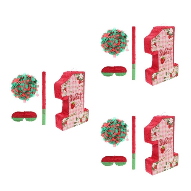 3 SETS NUMBER Paper Pinata Birthday Number Pinata with Blindfold Stick ...