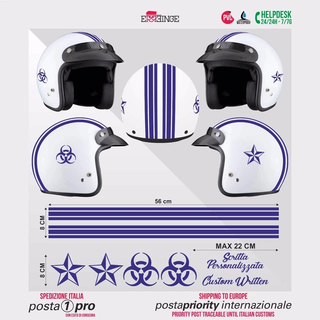 SET BLUE BIOHAZARD Star Sticker Helmet Sticker Decal Motorcycle Scooter ...