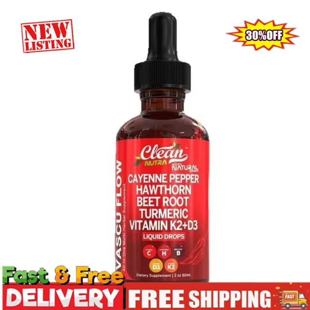 CAYENNE PEPPER HAWTHORN Beet Root Turmeric Vitamin K2+D3 Drops 60ML £7. ...