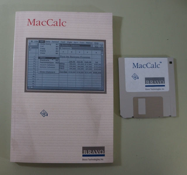 MACCALC VERSION 1.2 by Bravo Technologies - Floppy and Manual $67.46 ...