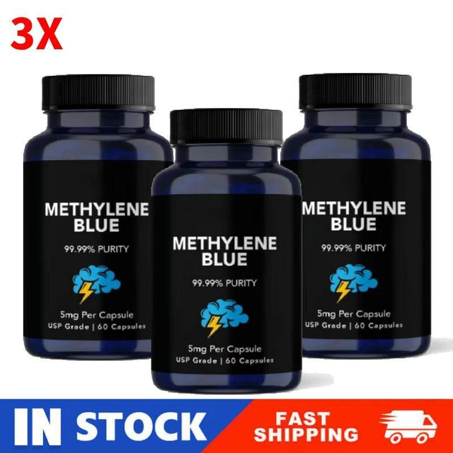 METHYLENE BLUE CAPSULES 70g - USP Grade, 99.99% Purity, 60 Capsules`~ £ ...