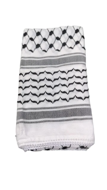 PALESTINIAN SHEMAGH UNISEX Keffiyeh Scarf Chequered Black White Cotton ...