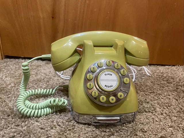 VINTAGE PHONE 3 rotary push button with Flash Redial - Yellow/green ...