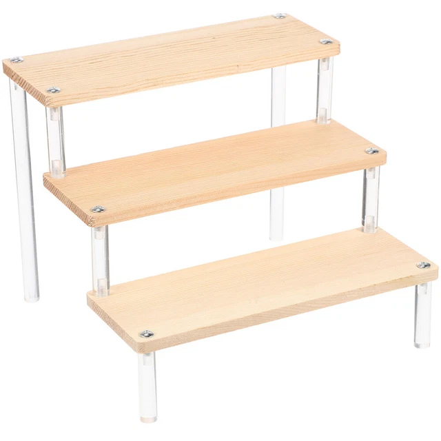 WOODEN CAKE DISPLAY Riser Collection Stand Organizer Pantry Step Top £ ...