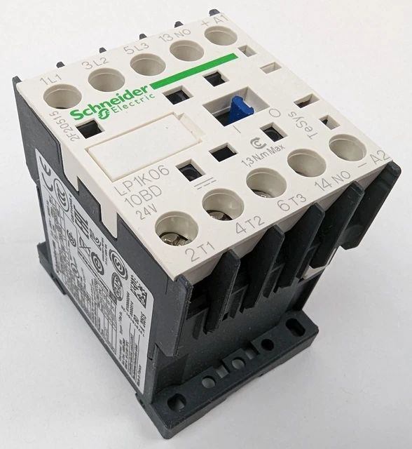 SCHNEIDER CONTACTOR MINIATURE LP1K0610BD 24Vdc Coil DIN Rail 690VAC 6A ...