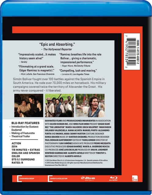 THE LIBERATOR (BLU-RAY) Edgar Ramirez Eric Wildpret Maria Valverde (US ...