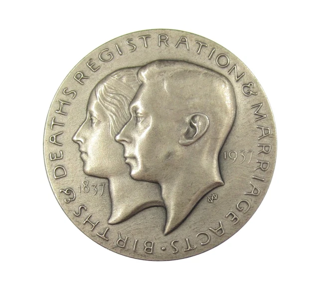 1937 BIRTH'S DEATH'S AND MARRIAGES 32mm SILVER MEDAL - CASED £65.00 ...