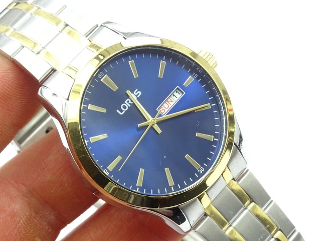 LORUS BY SEIKO Men's Blue Dial Day Date Two Tone Bracelet Wristwatch ...