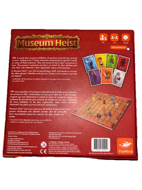 MUSEUM HEIST: A game by Alex Rudolph, 2016 FoxMind Games, wood pieces ...