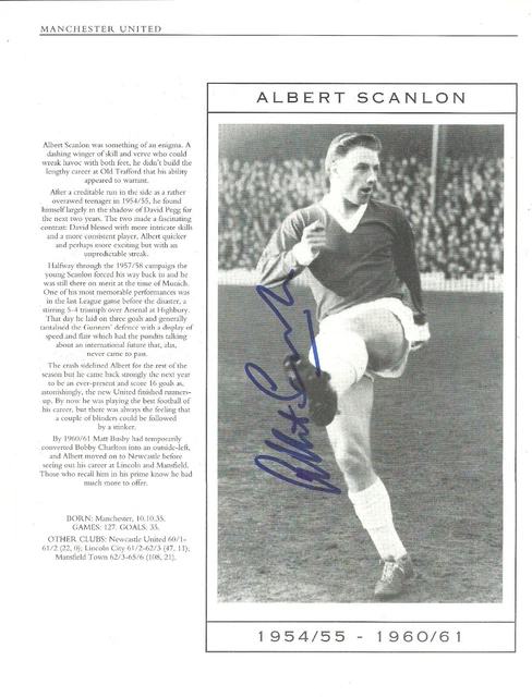 ALBERT SCANLON [1935-2009] - MANCHESTER UNITED - Signed A4 Original ...