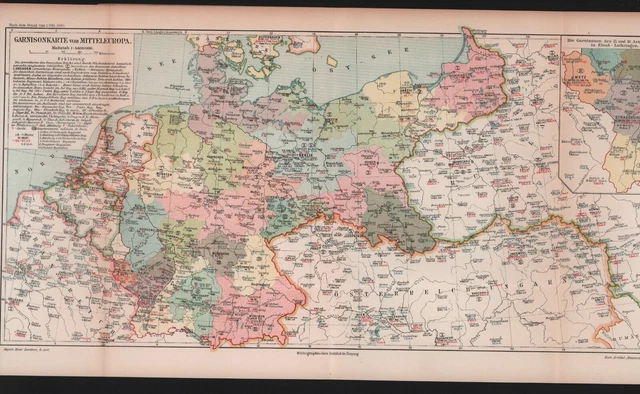 MAP MAP 1905: Garrison Map of Central Europe. £17.27 - PicClick UK