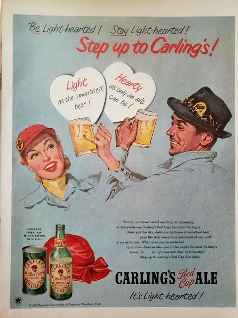 VINTAGE 1952 CARLING'S Red Cape Ale Print Ad Wall Decor Ephemera Lot of ...