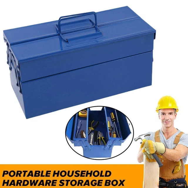 METAL TOOLBOX PORTABLE 2-layer Cantilever Steel Tool Storage Box ...
