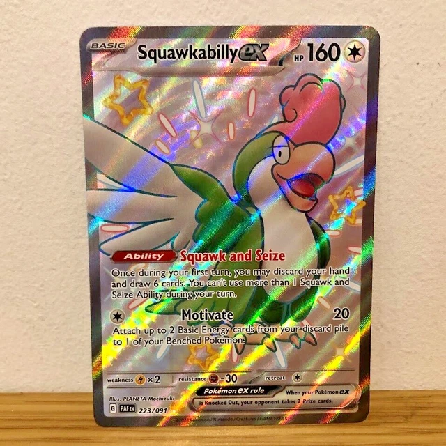 SQUAWKABILLY EX 223/091 SV Paldean Fates Secret Ultra Rare Holo Pokemon ...