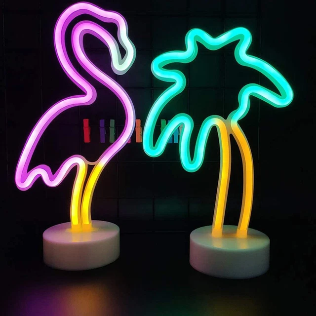 NORDIC STYLE NIGHT Light Desktop LED Flamingo Shaped Neon Light without ...
