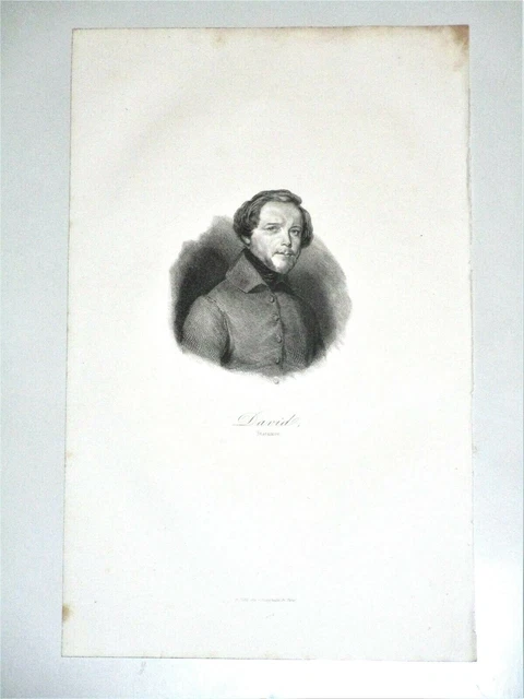 GRAVURE DE PIERRE-JEAN David d'Angers 1788-1856 Statuaire Sculpteur ...