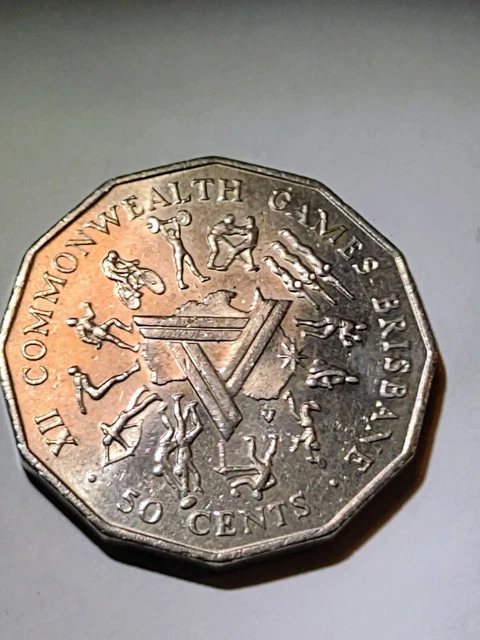 RARE 1982, 50 Cent Australian Coin, Xii Commonwealth Games Brisbane. $5 ...