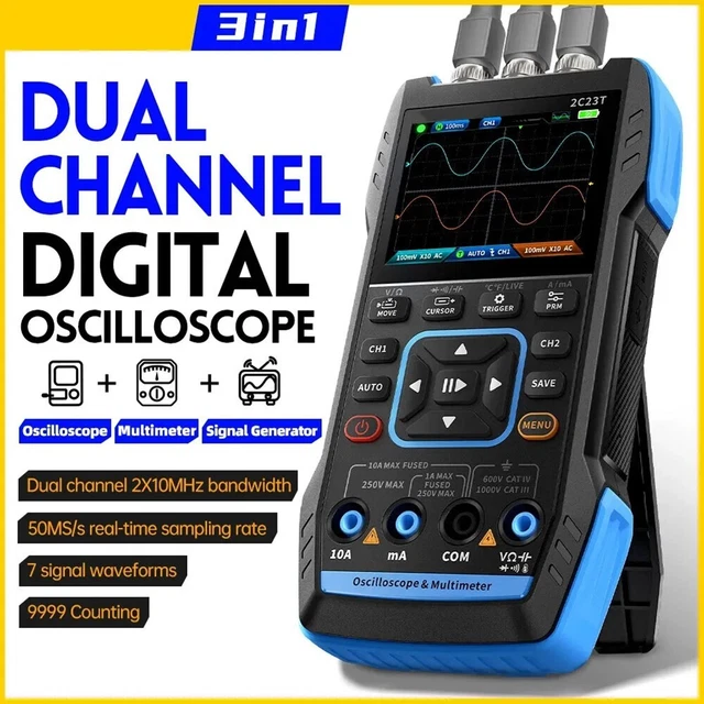 MULTIFUNCTIONAL 2C23T HANDHELD Digital Oscilloscope + Signal Generator ...