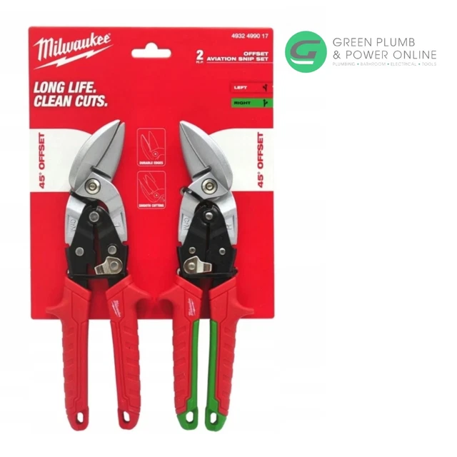 MILWAUKEE OFFSET TWIN Pack Aviation Snips New 2025 Version 4932499017 £ ...