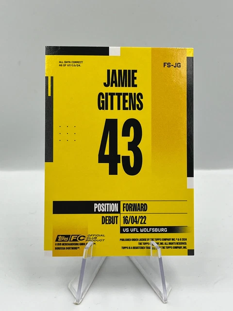 TOPPS BORUSSIA DORTMUND 24/25 Jamie Gittens First Squad 2/5 #FS-JG £26. ...