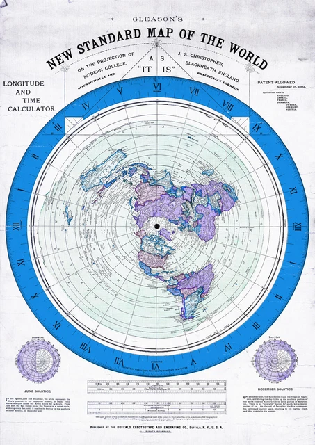 FLAT EARTH MAP Alexander Gleason - 1892 New Standard Map of the World ...