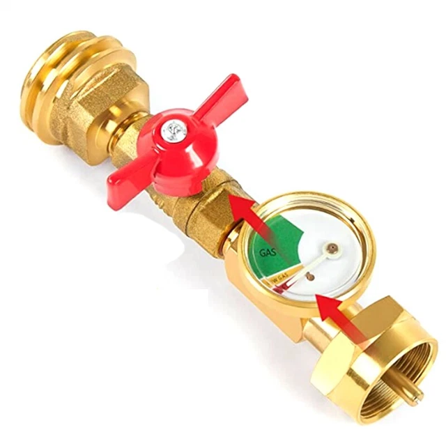 1-LB-PROPANTANKADAPTER MIT EIN-/AUS-VENTIL und Manometer, 20-Lb-Auf-1 ...